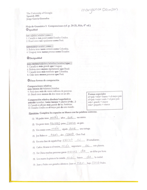 Spanish 3 - tutorial worksheets for the course - SPAN 2001E - Studocu
