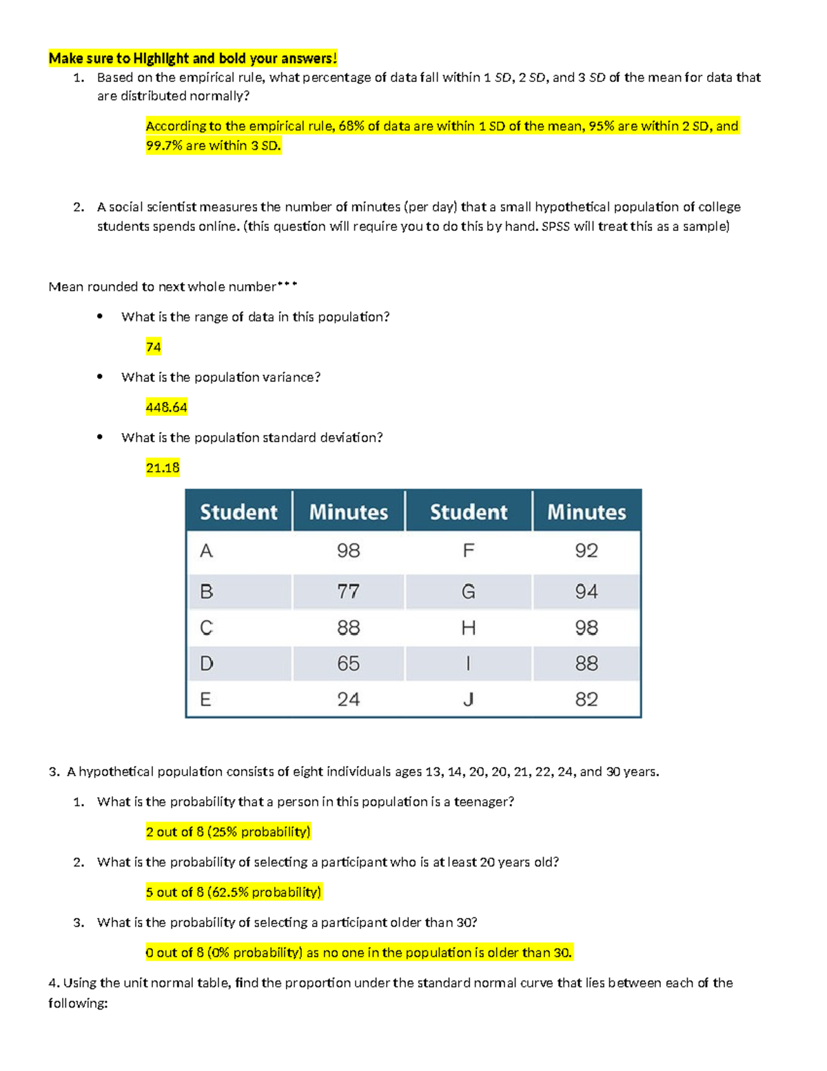 HW2 - SPSS - 1. Based on the empirical rule, what percentage of data ...
