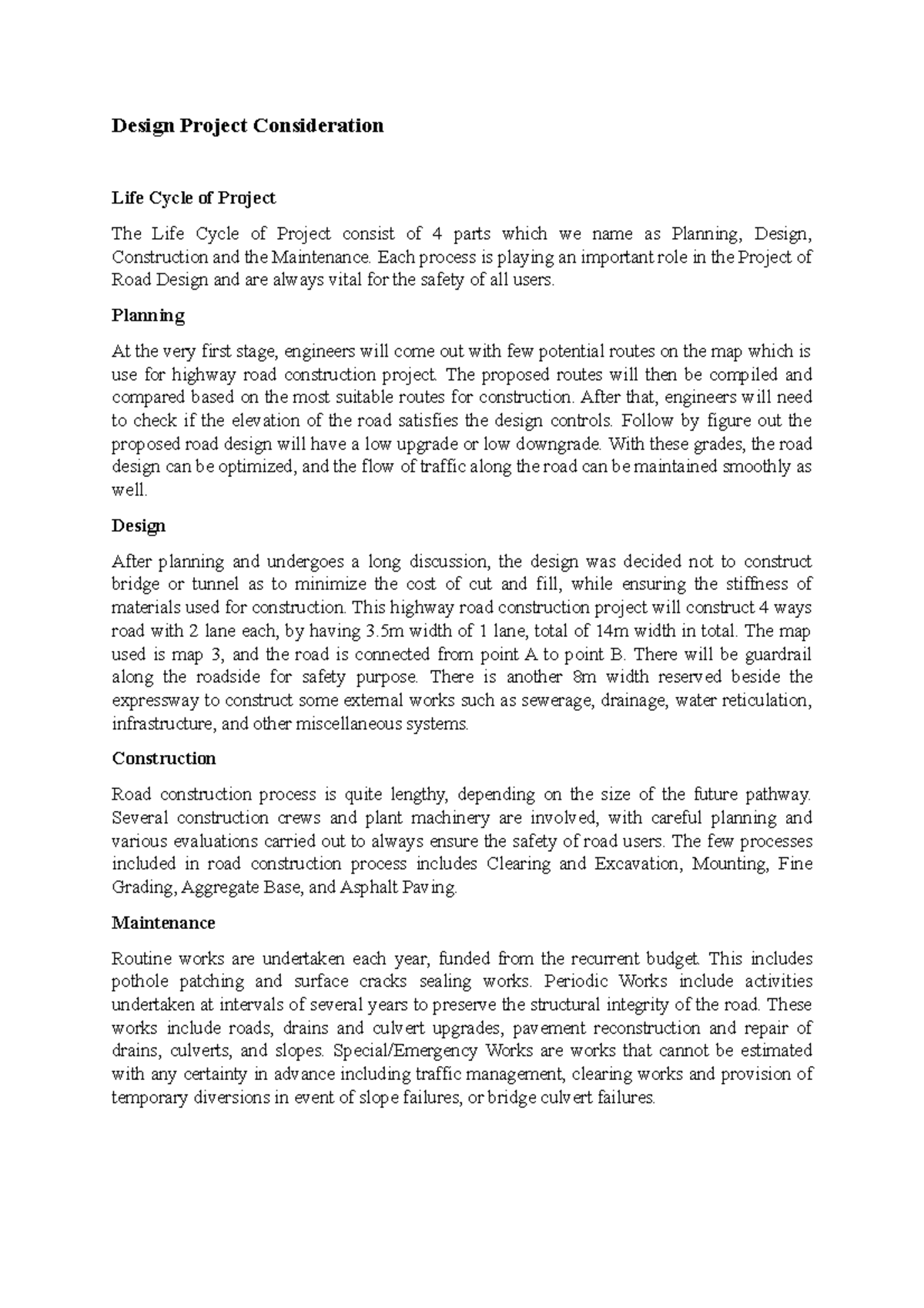 Highway engineering part 4 - Design Project Consideration Life Cycle of ...