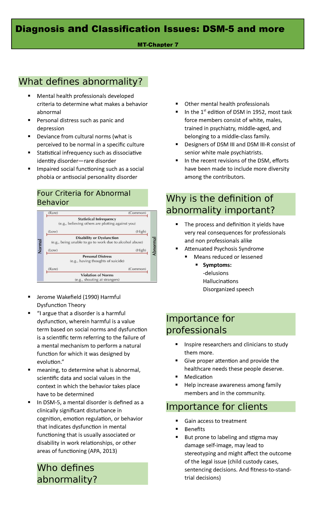 Clinical-Psych ology - notes clin psych! - What defines abnormality ...