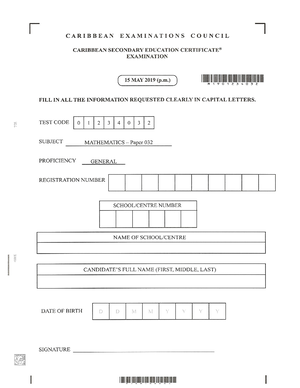 CSEC POA January 2019 Paper 2 Exam - ‘‘’’Barcode Area”” C A R I B B E A ...