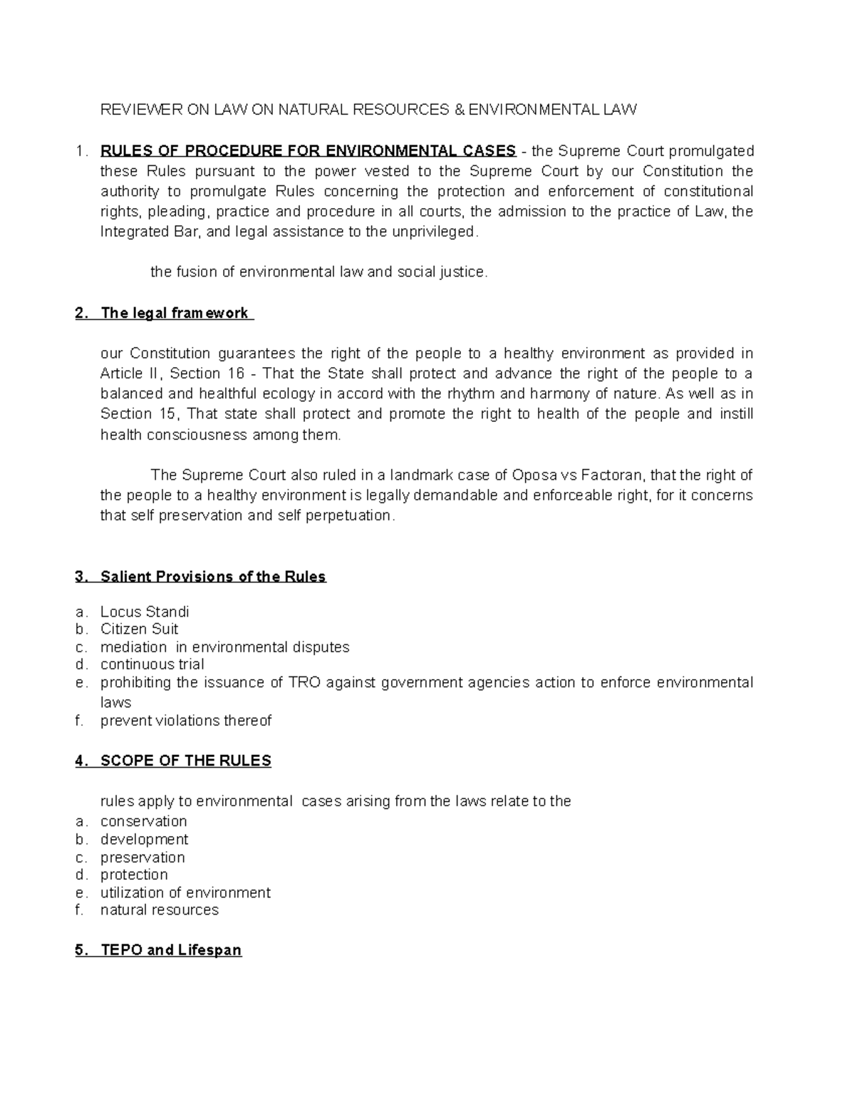 289857095 Reviewer on Law on Natural Resources Environmental Law ...