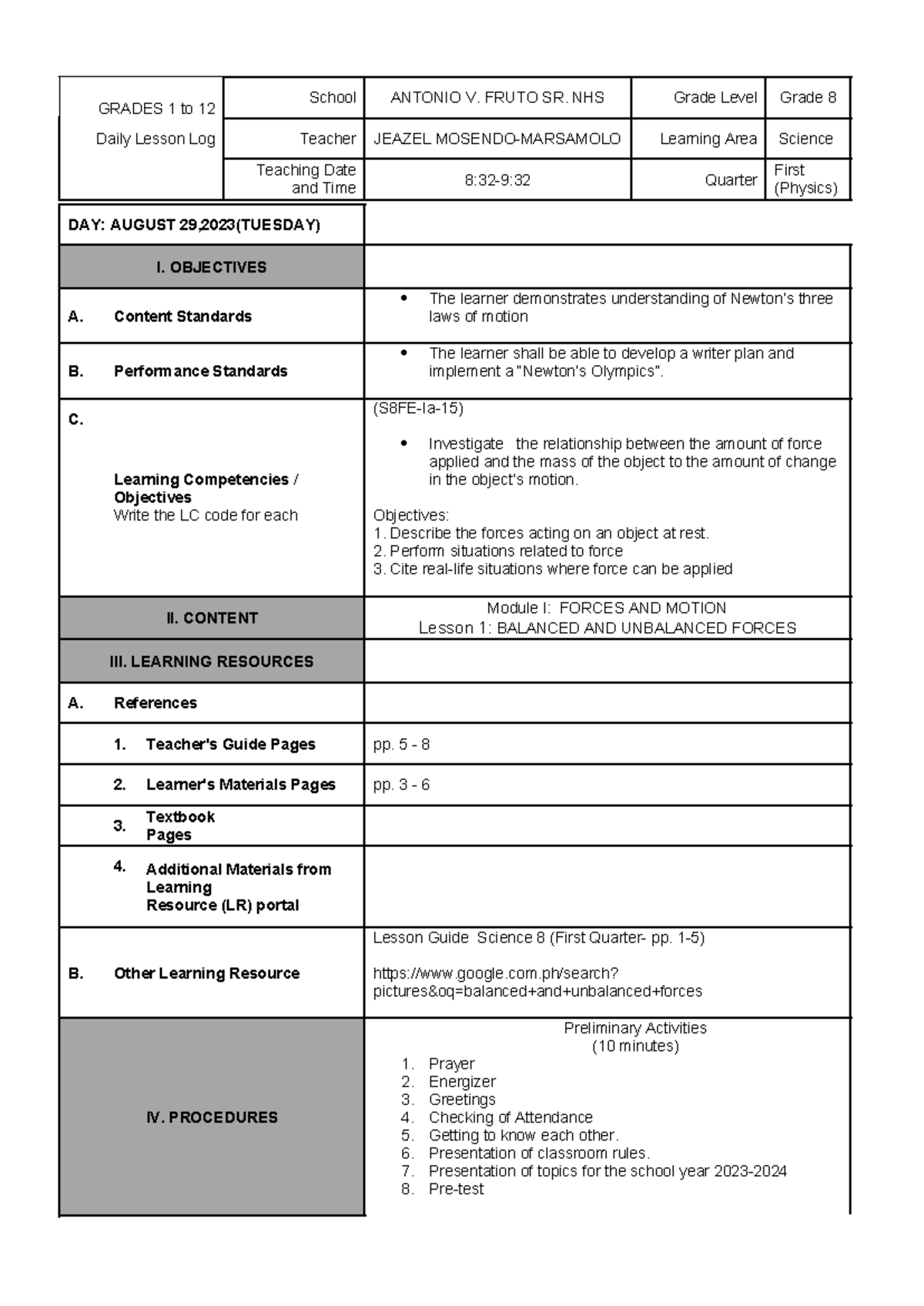 Grade- Science-1st-quarter-lesson-plan - Copy - GRADES 1 to 12 School ...