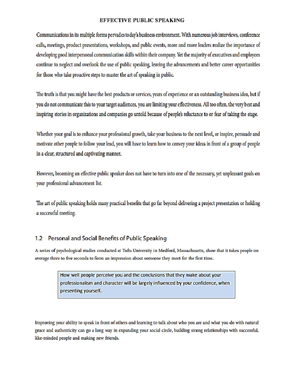 Effective- Public- Speaking - EFFECTIVE PUBLIC SPEAKING Developing your ...