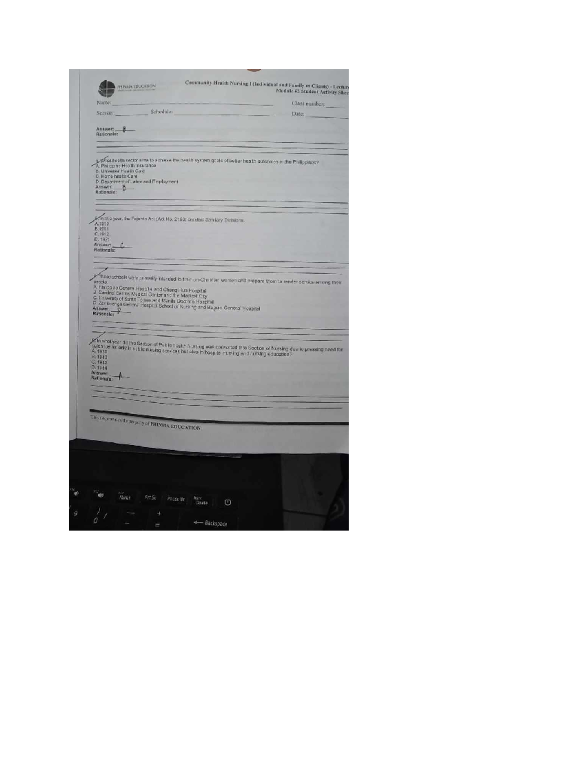 CHN LEC SAS2 DIN - Bachelor of Science in Nursing - Studocu