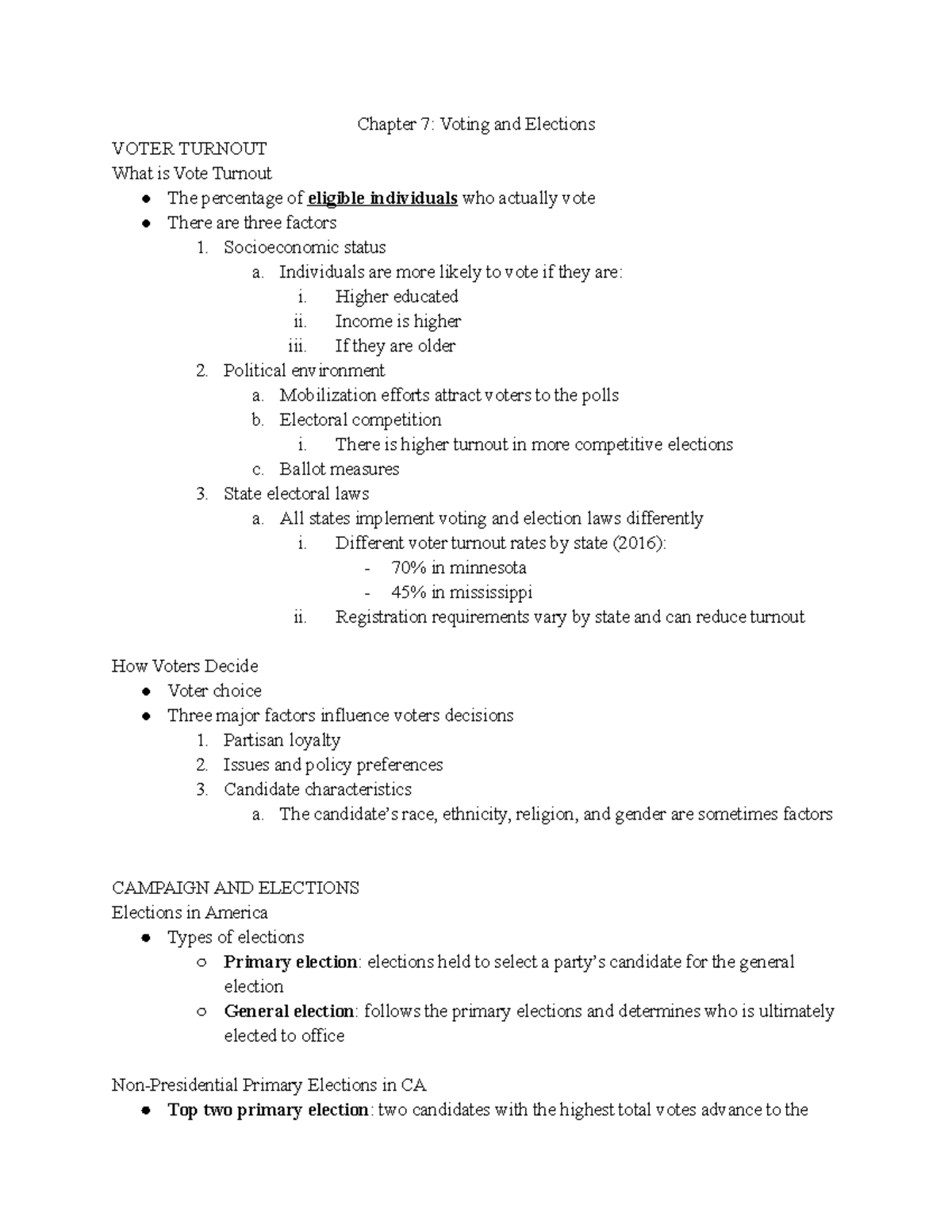 CH7 Voting and Elections - Chapter 7: Voting and Elections VOTER ...