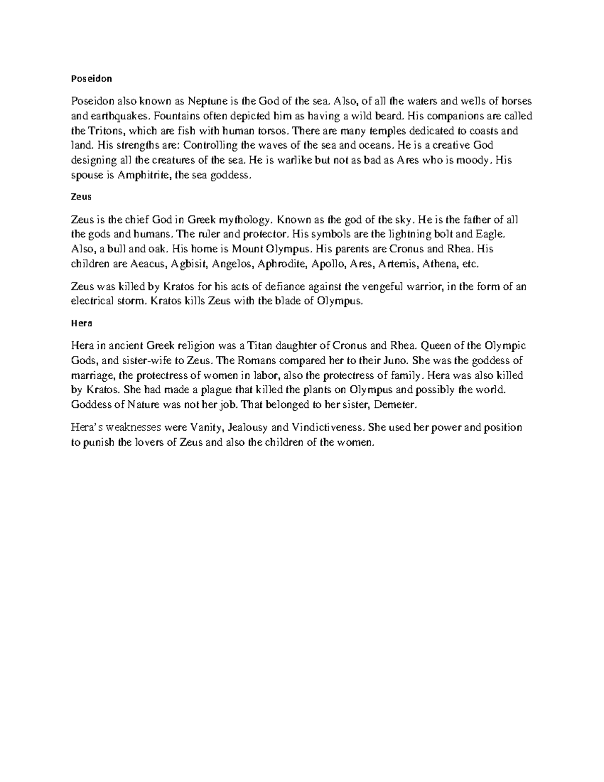 Greek Gods - Poseidon Poseidon also known as Neptune is the God of the ...