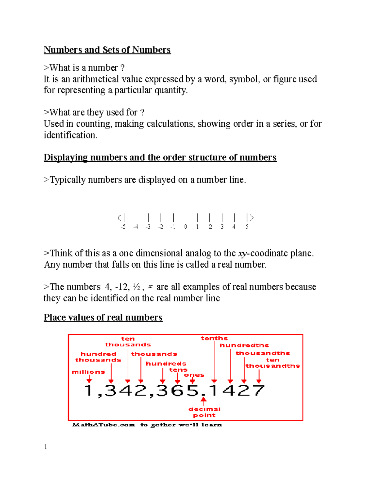 Math practice to improve skill college - Numbers and Sets of Numbers ...