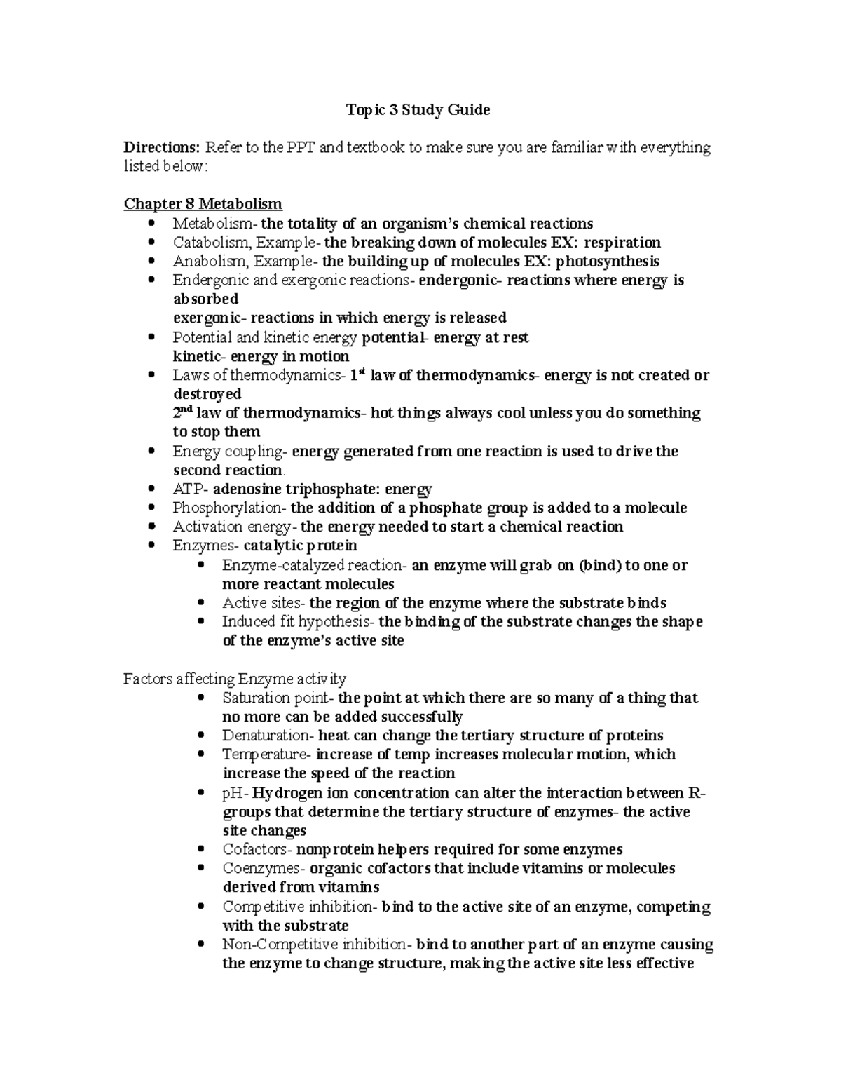 Topic 3- Study Guide 1 - Topic 3 Study Guide Directions: Refer to the ...