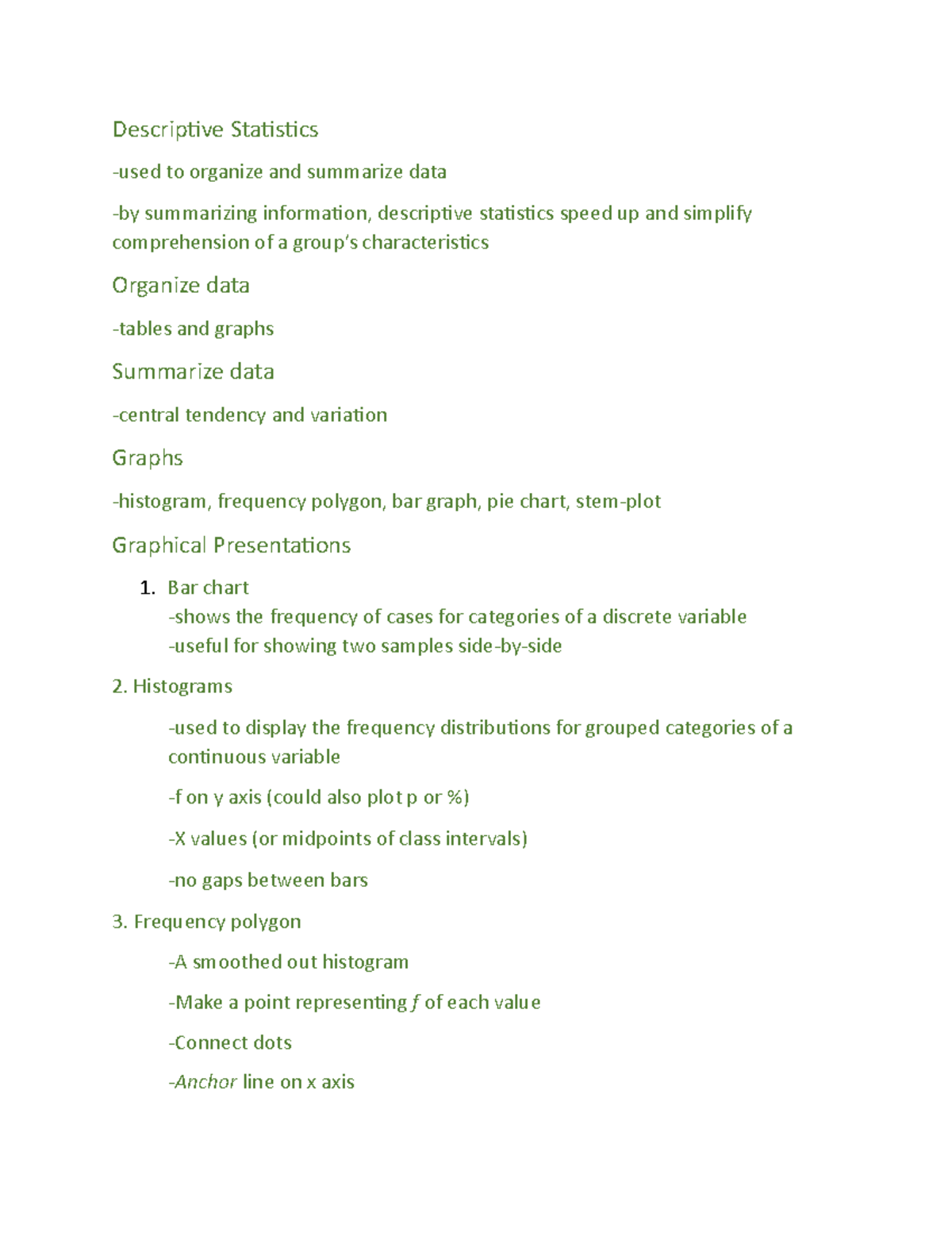 Descriptive Statistics - Bar chart the frequency of cases for ...