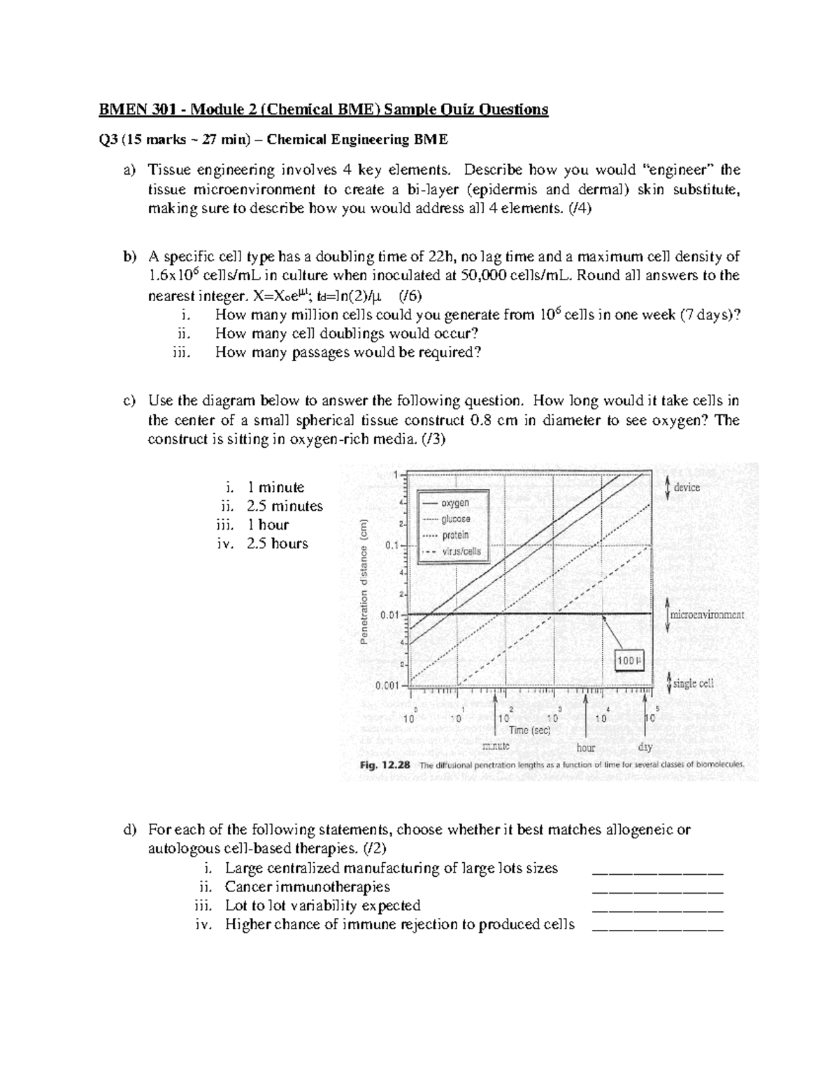 BMEN 301 Sample Chem BME Quiz Questions - Warning: TT: undefined function: 32 BMEN 301 - Module ...