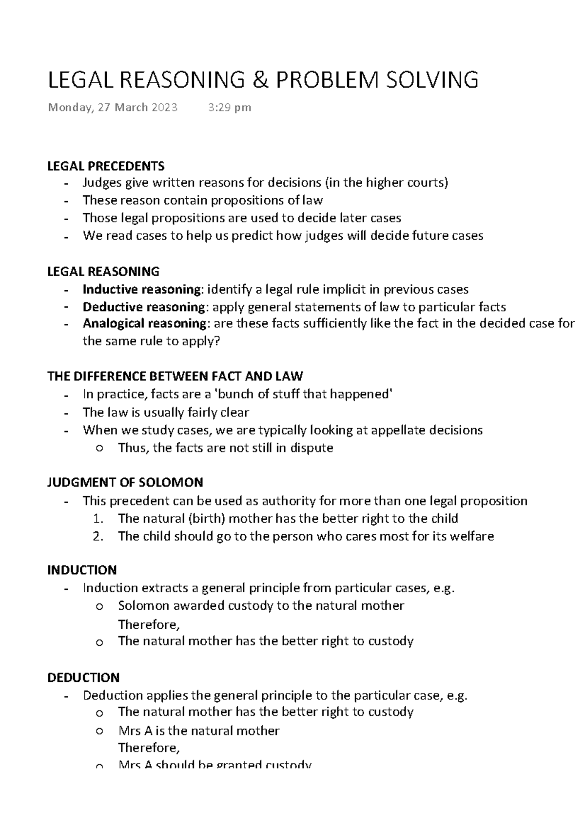 Legal Reasoning & Problem Solving - LEGAL PRECEDENTS Judges give ...