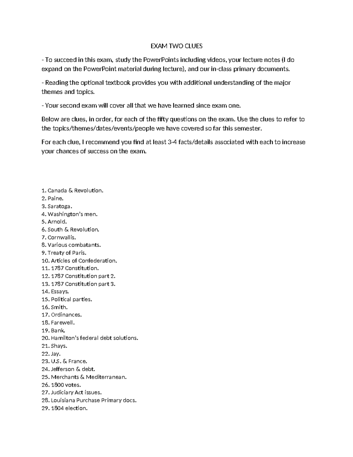 Exam Two Clues - Tagged - EXAM TWO CLUES - To succeed in this exam ...