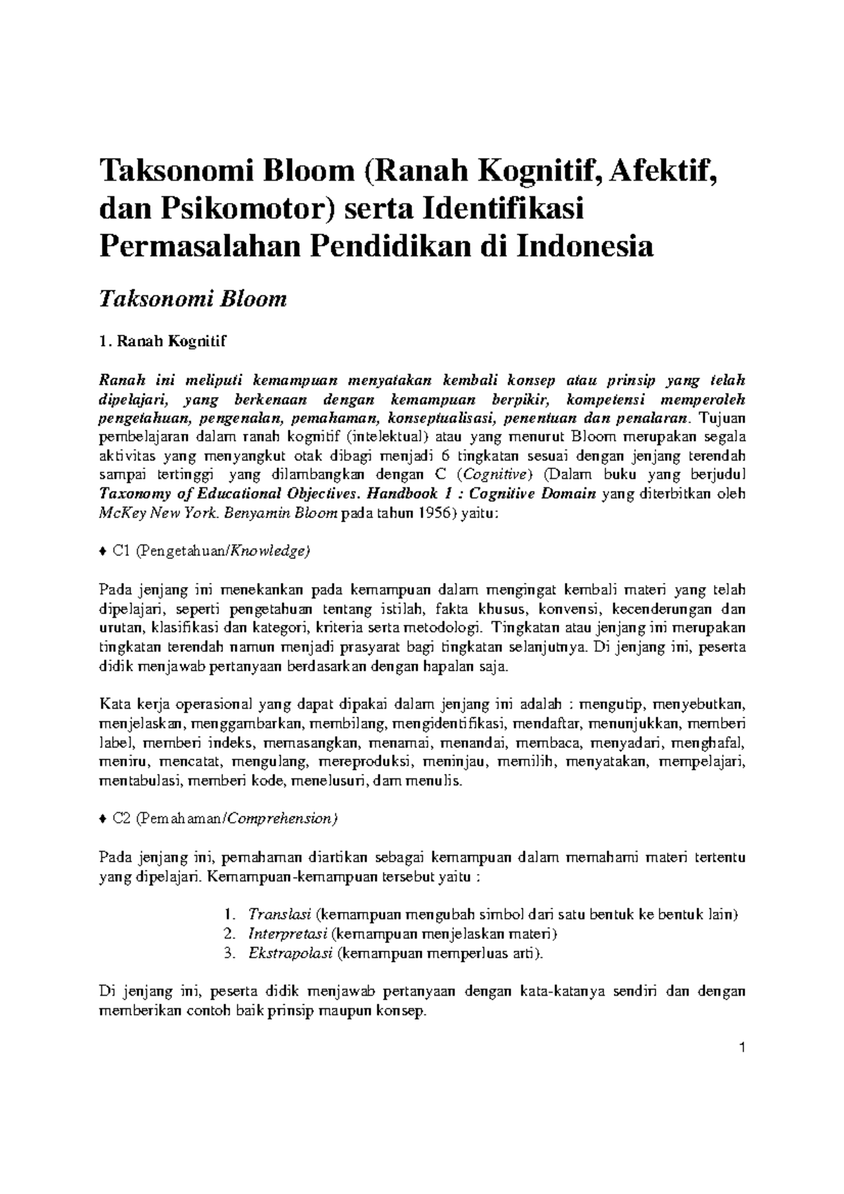 7325Taksonomi Bloom - Taksonomi Bloom (Ranah Kognitif, Afektif, dan ...
