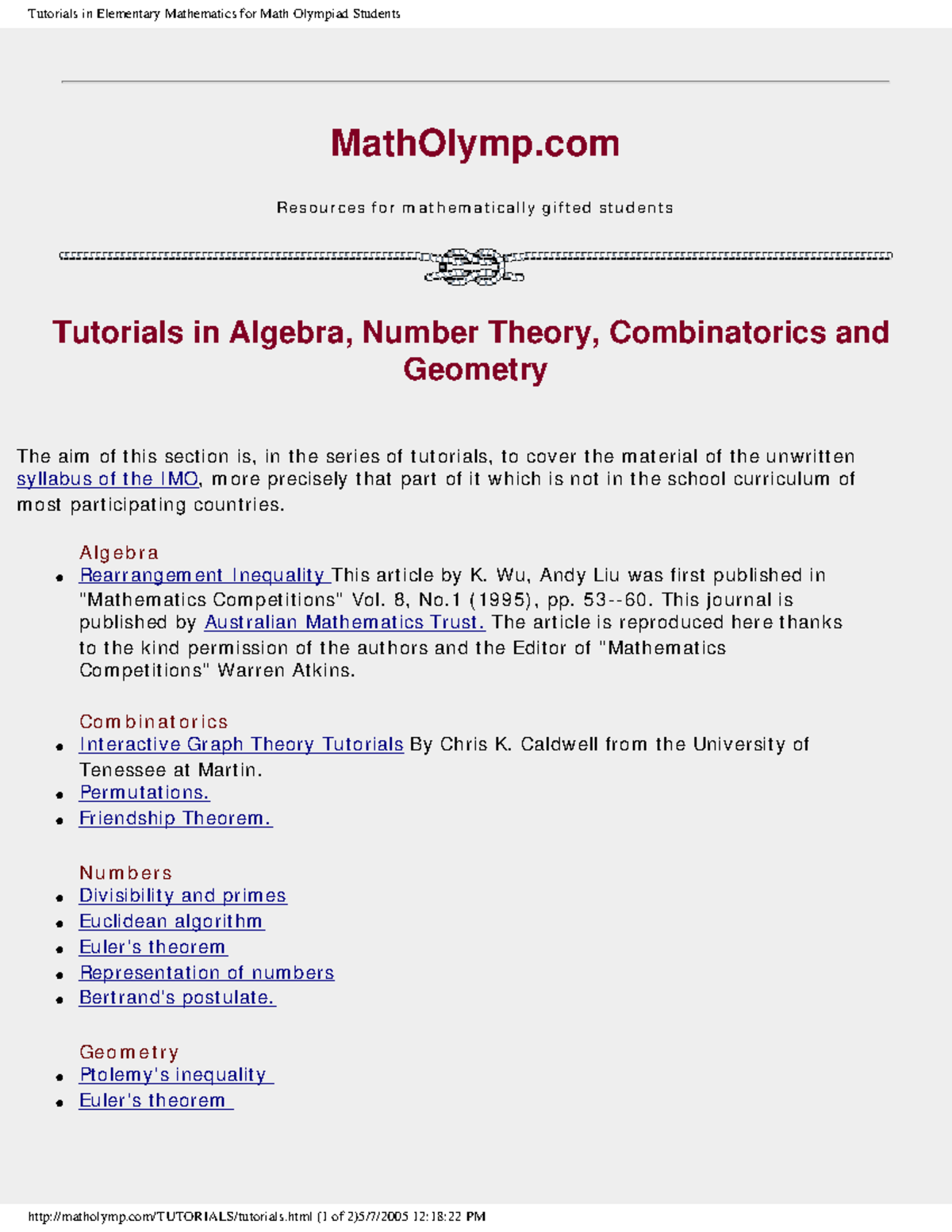 Math-Olympiad-Tutorials - Tutorials in Elementary Mathematics for Math ...