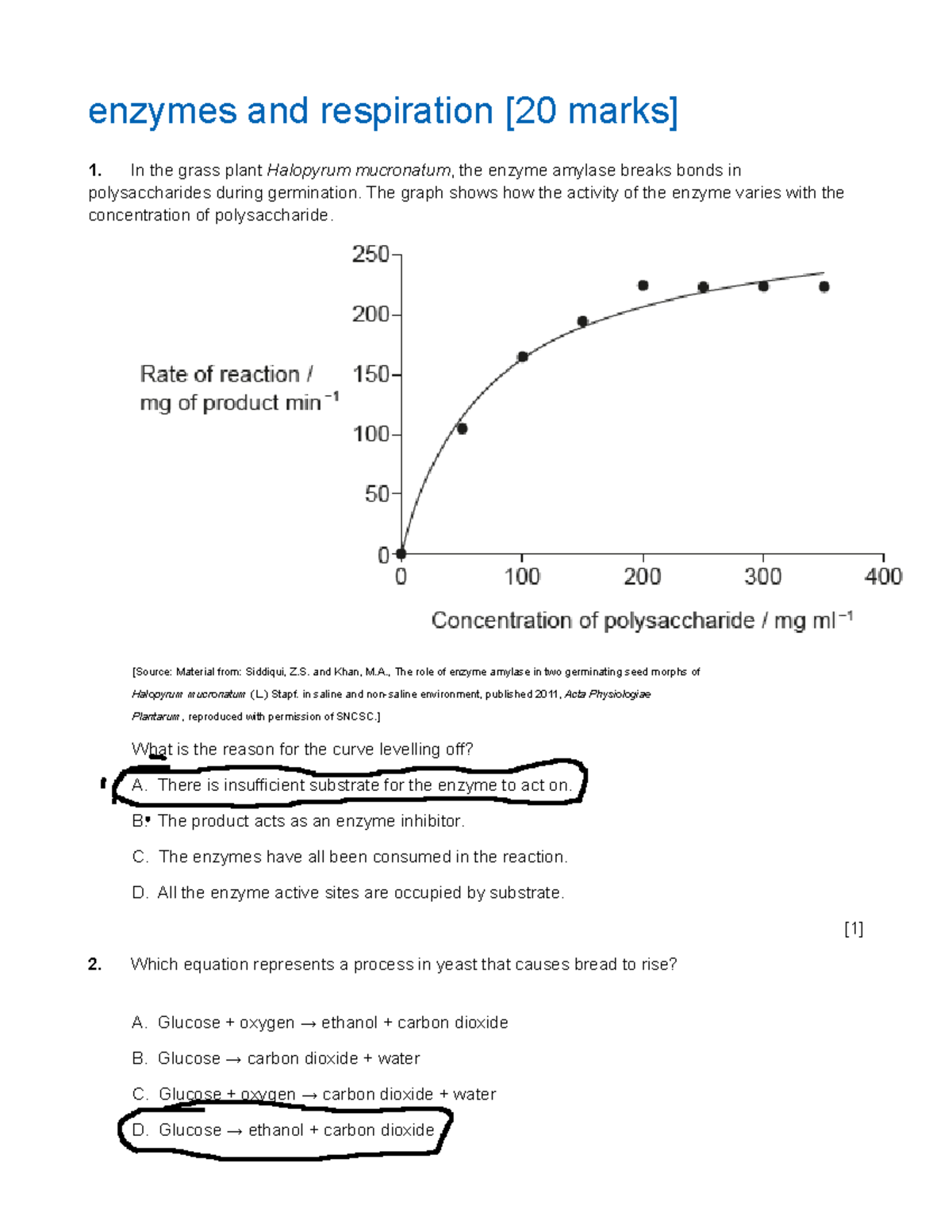 Enzymes and respiration - The graph shows how the activity of the ...