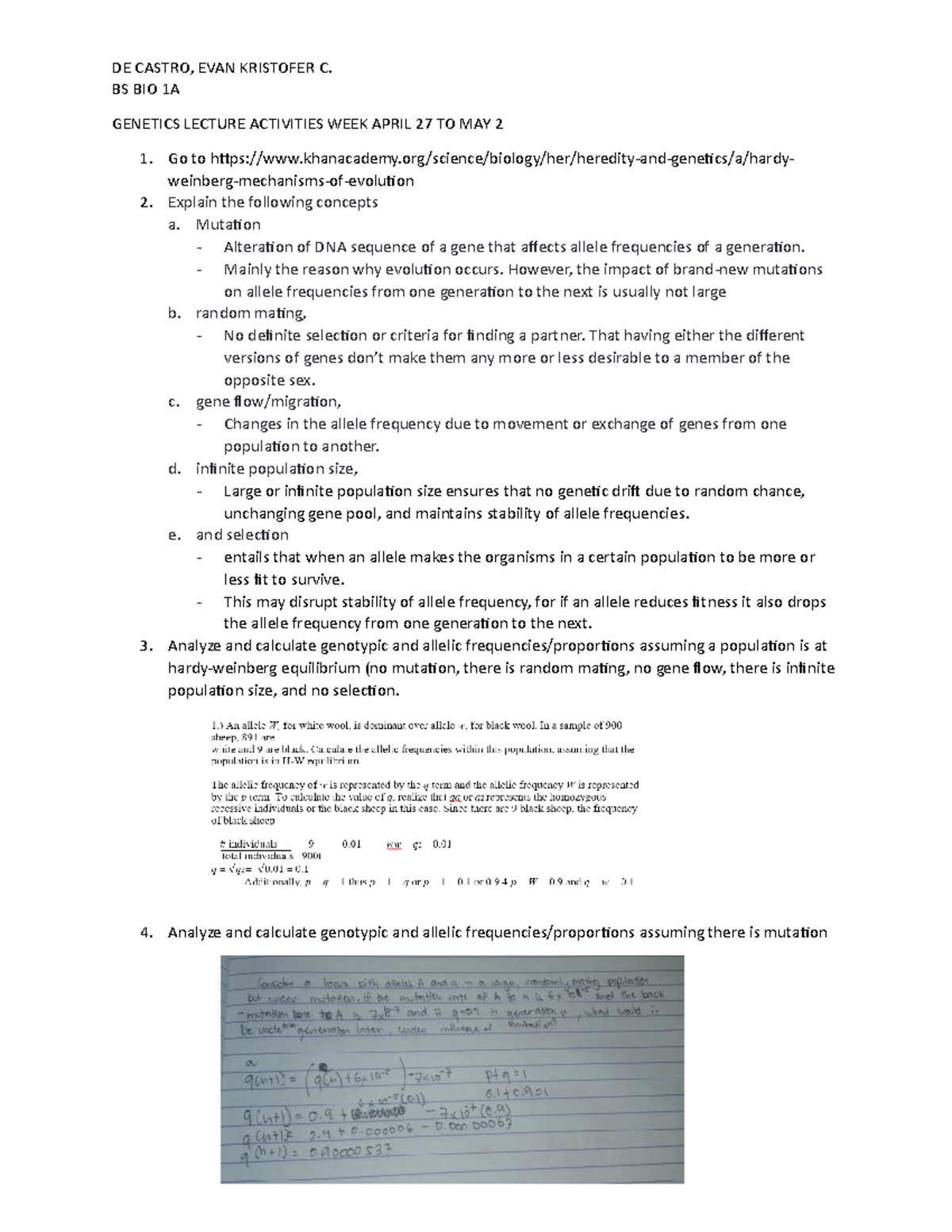 ( Bsbio 1A) 7th activity - DE CASTRO, EVAN KRISTOFER C. BS BIO 1A ...