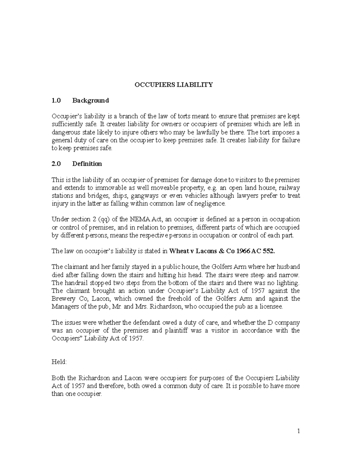 4 5 Occupier s Liability OCCUPIERS LIABILITY 1 Background Occupier s 4-5-occupier-s-liability-occupiers-liability-1-background-occupier-s