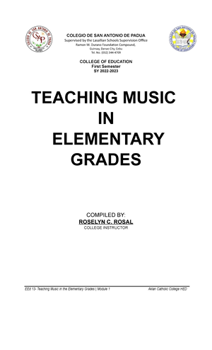 Midterm - Teaching Music IN Elementary Grades final - Copy - COLEGIO DE ...