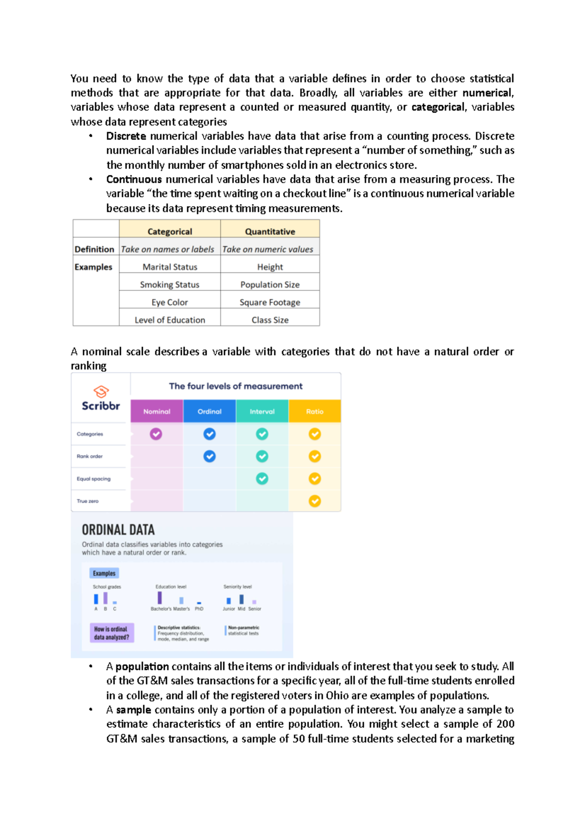 Statistic - notes - You need to know the type of data that a variable ...