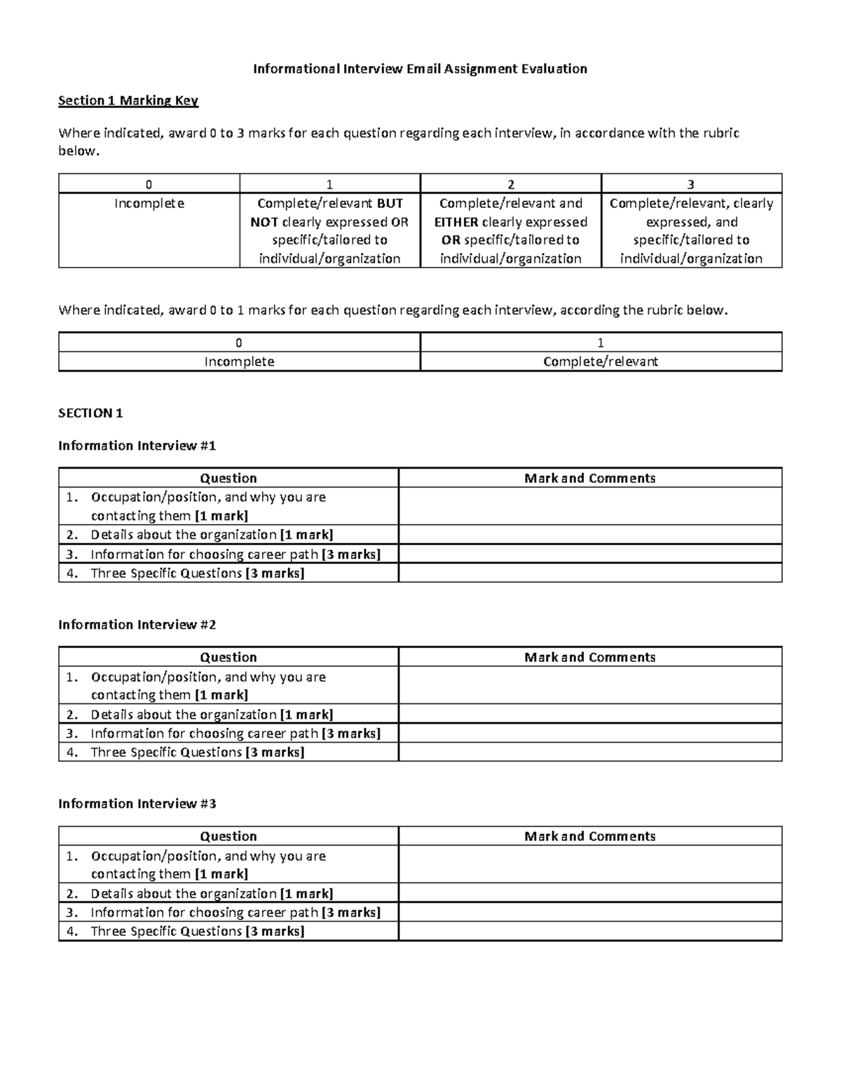 Rubrics+for+Information+Interview+Assignment - Informational Interview ...