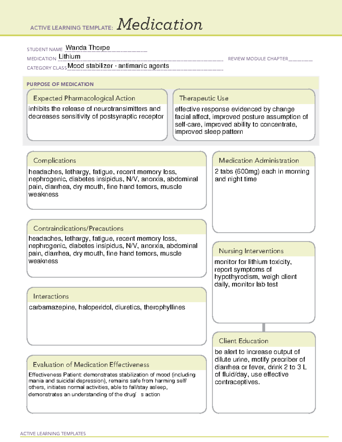 Medication restricted (8) lithium - ACTIVE LEARNING TEMPLATES ...