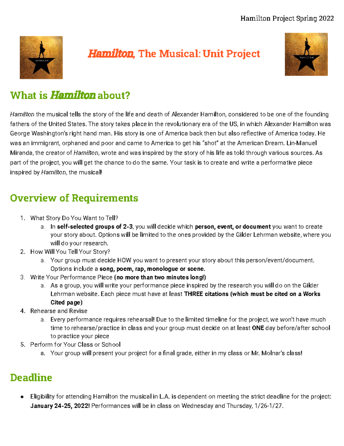 Hamilton Project Overview and Rubric - Hamilton Project Spring 2022 ...