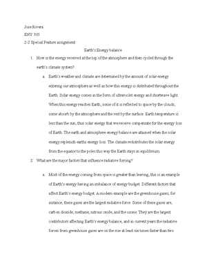 THe Cycle of Energy in Earth's Climate - 2-2 Special Feature Assignment: The Cycle of Energy in ...