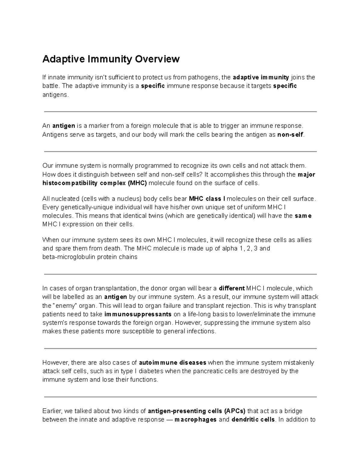 Adaptive Immunity Overview - The adaptive immunity is a specific immune ...