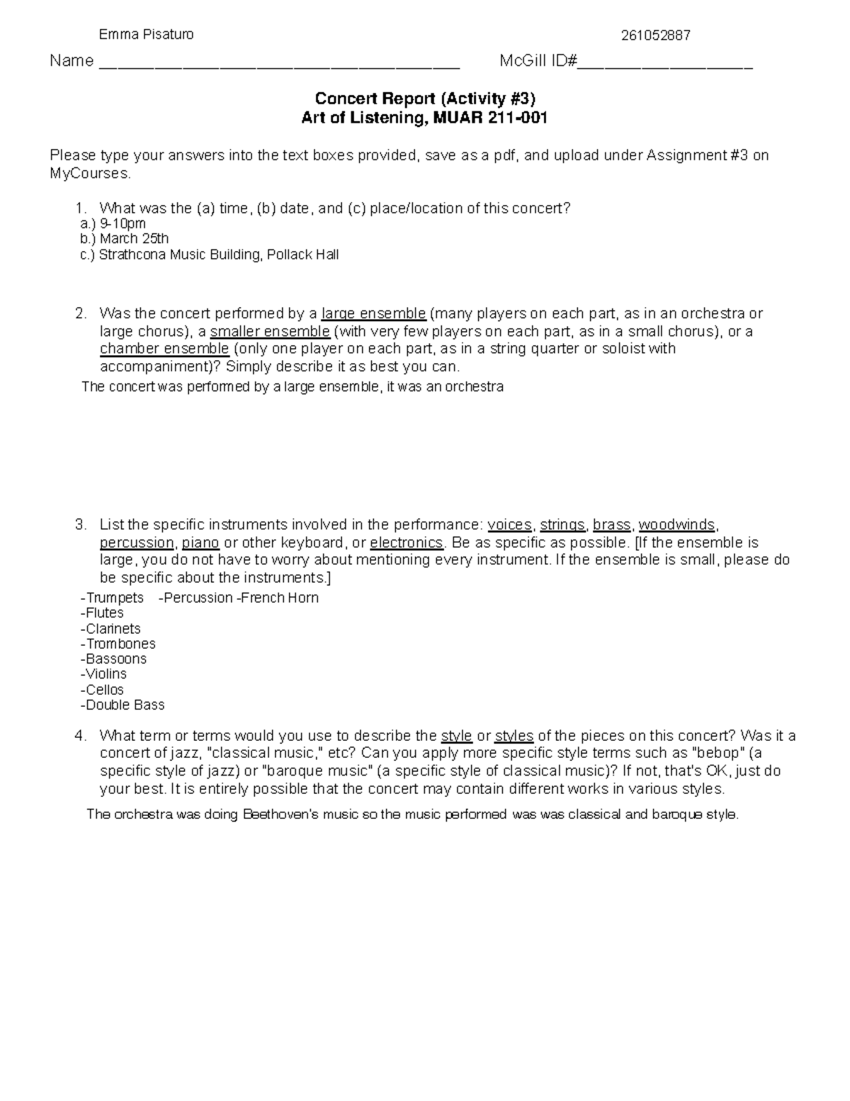 Concert Report form fillable form no dates - Name