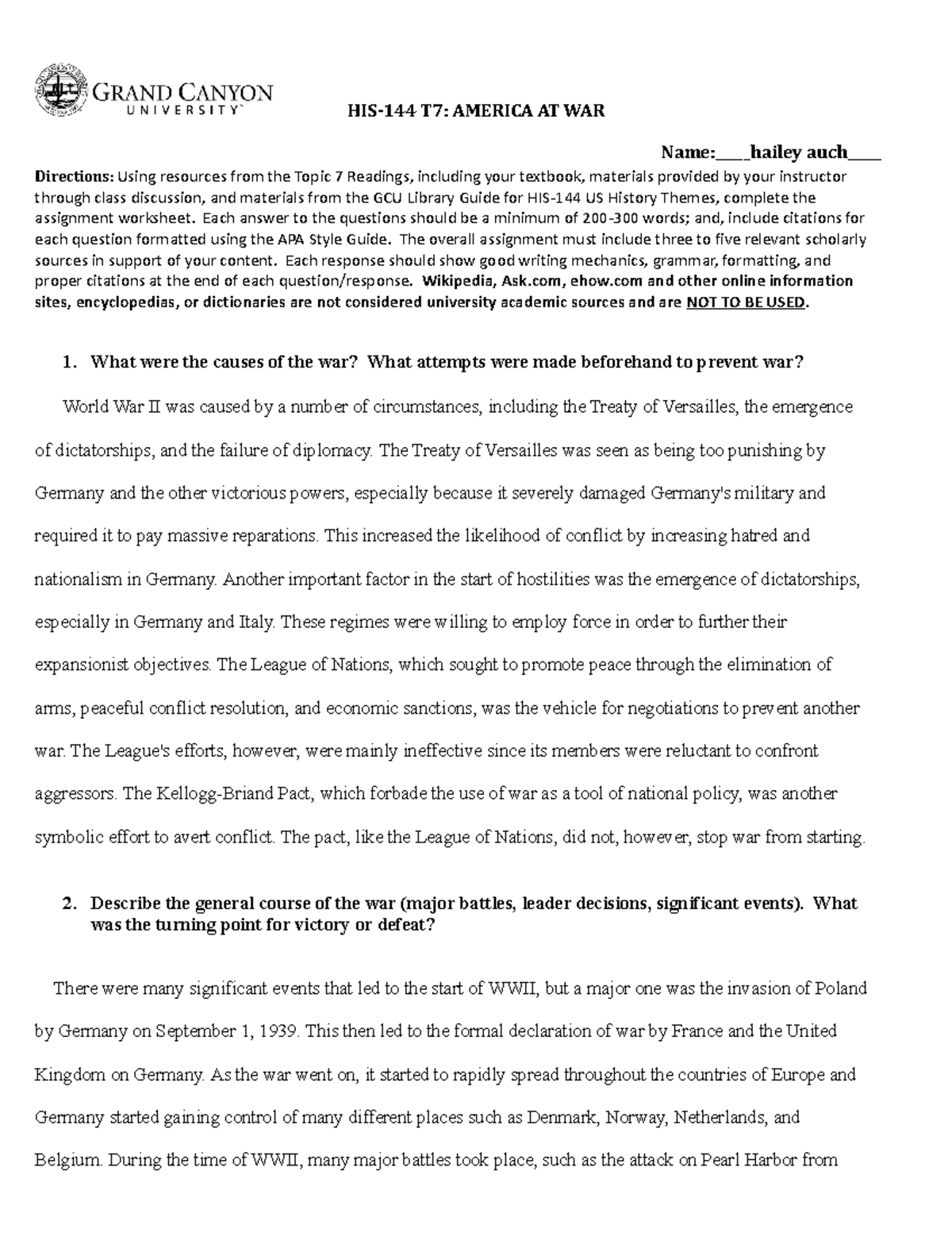 HIS-144-T-7.America at.War.Worksheet - HIS-144 T7: AMERICA AT WAR Name ...