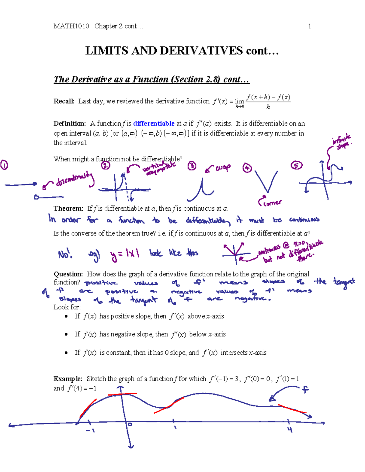 Week 3.2 (2.8, 3 - Lecture note - Practice material - LIMITS AND DERIVATIVES cont... The ...