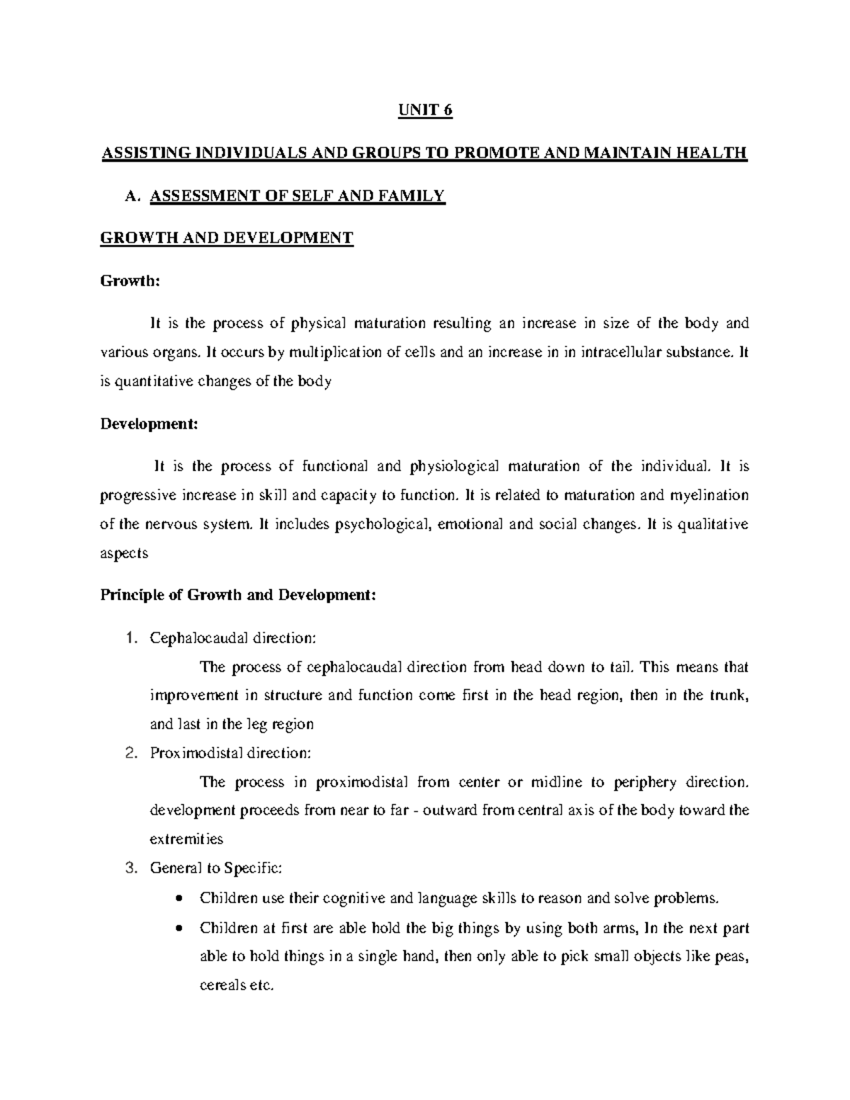 6. Unit 6 - Assisting individuals and group to promote and maintain ...