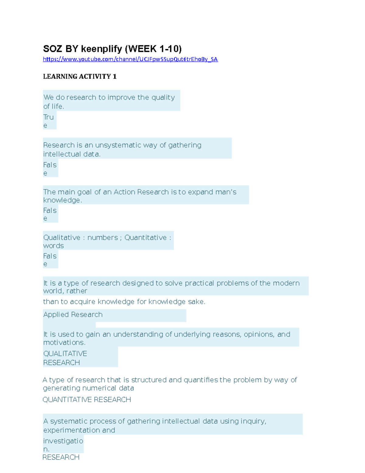 RSCH-2122 WEEK 1-10 - keenplify - SOZ BY keenplify (WEEK 1-10) - Studocu