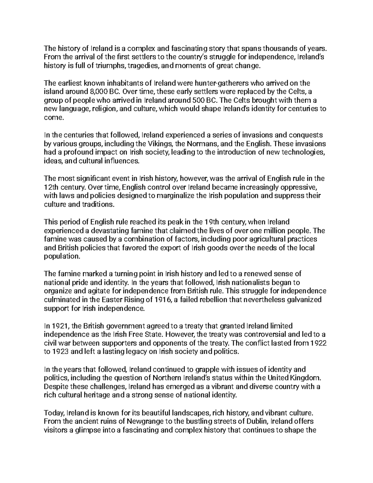 History of ireland essay - The history of Ireland is a complex and ...