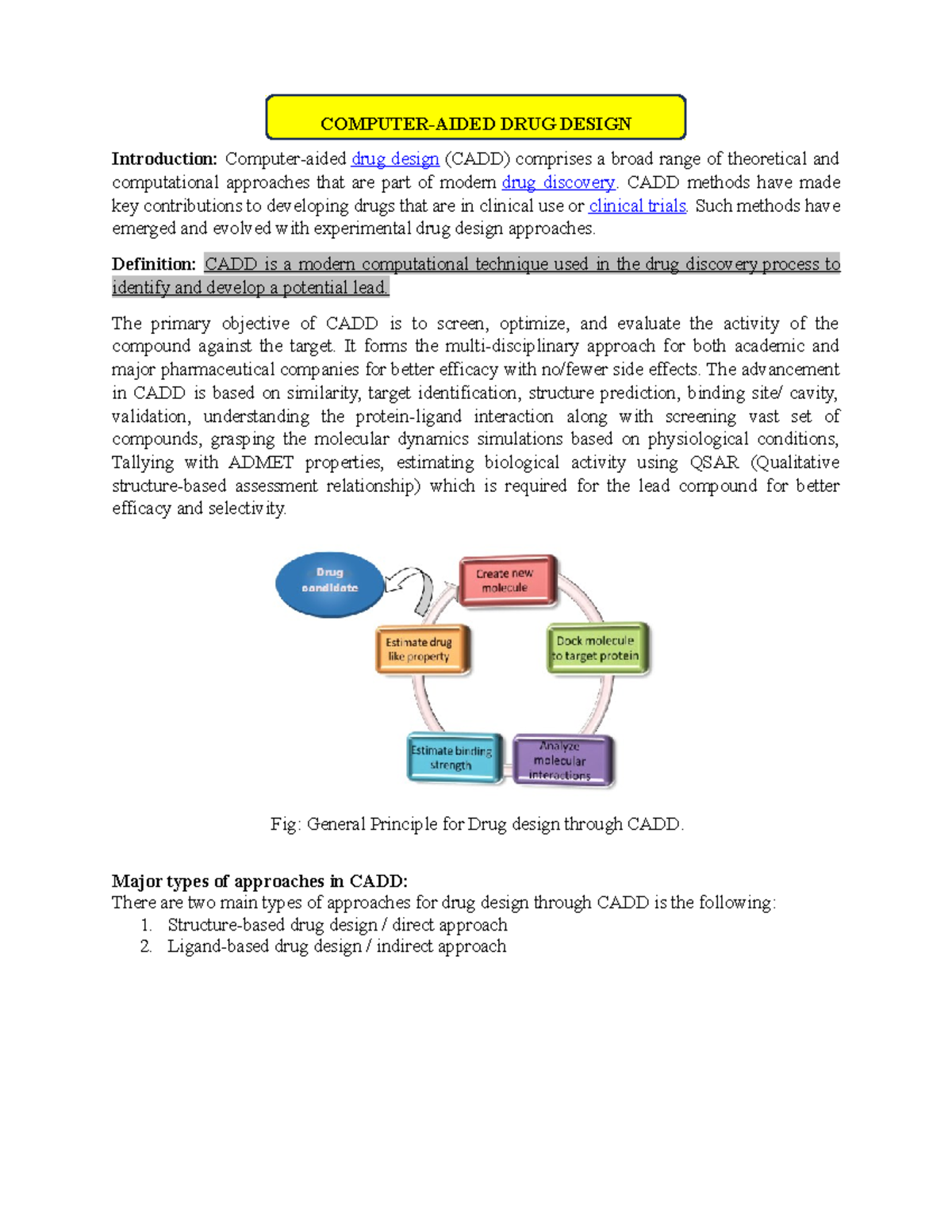 Computer Aided DRUG Design - COMPUTER-AIDED DRUG DESIGN Introduction ...
