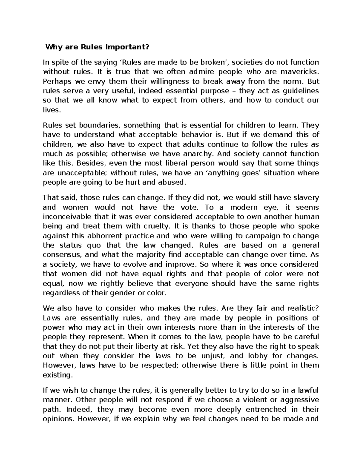 Handout 1 - Rules - .. ... - Why are Rules Important? In spite of the ...