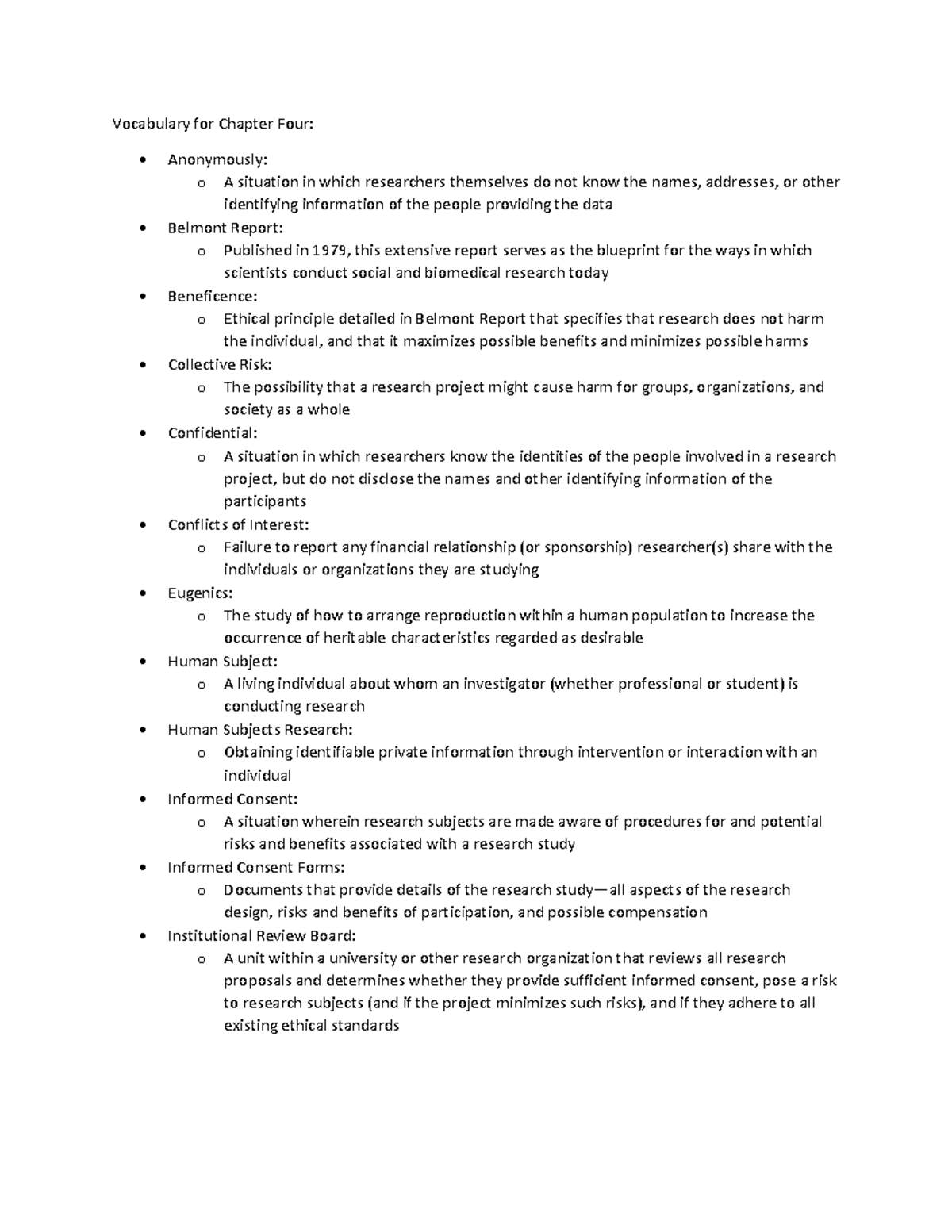 Methods of Research Vocab 4-6 - Vocabulary for Chapter Four ...
