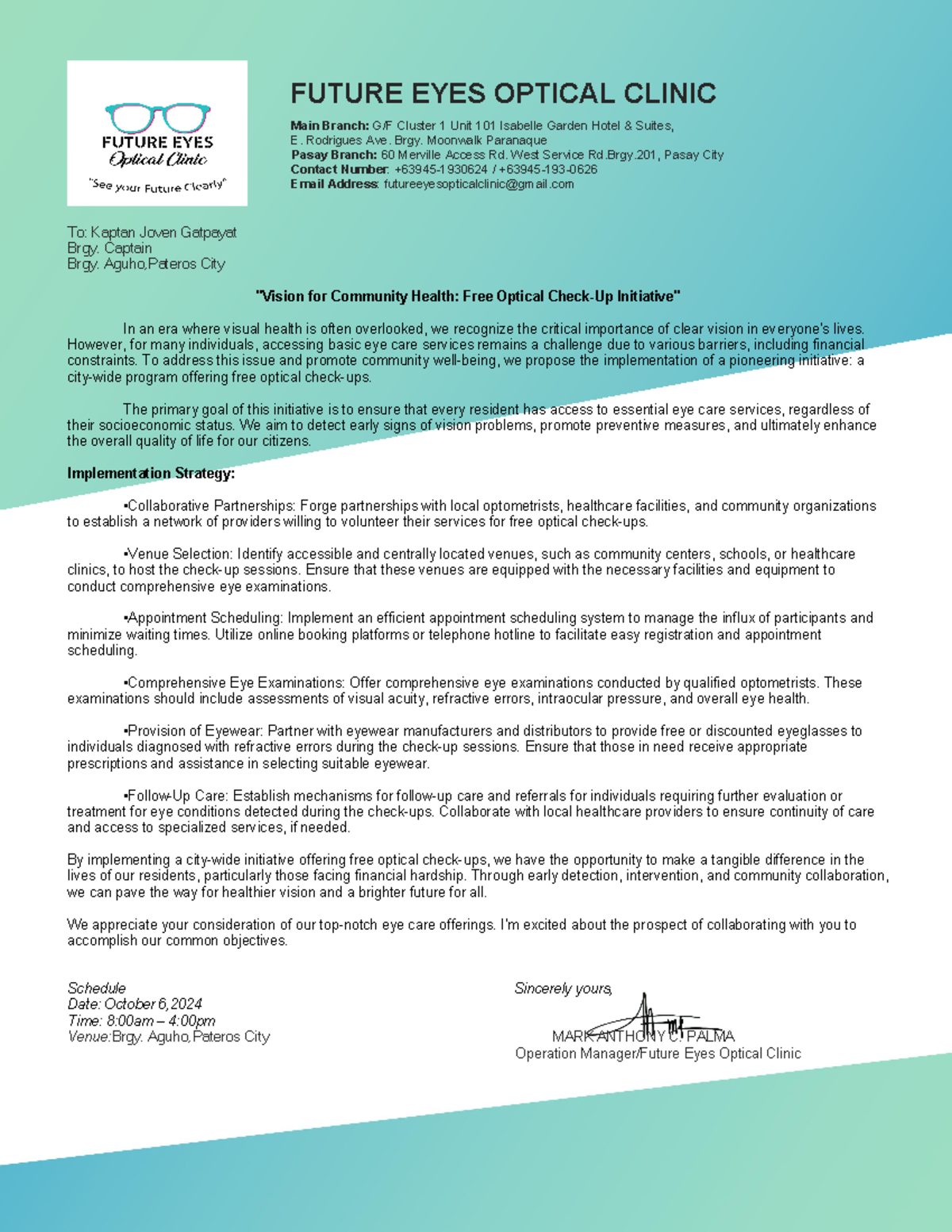 Brgy.Aguho 2,Pateros City - FUTURE EYES OPTICAL CLINIC Main Branch: G/F ...