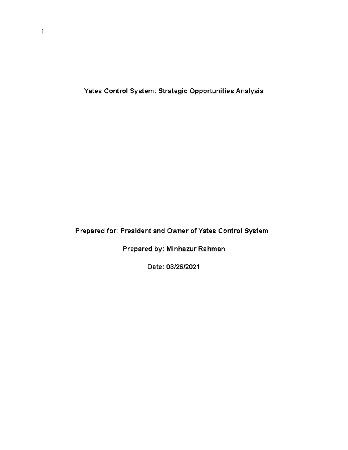 Rahman Minhazur Yates Report - Yates Control System: Strategic ...