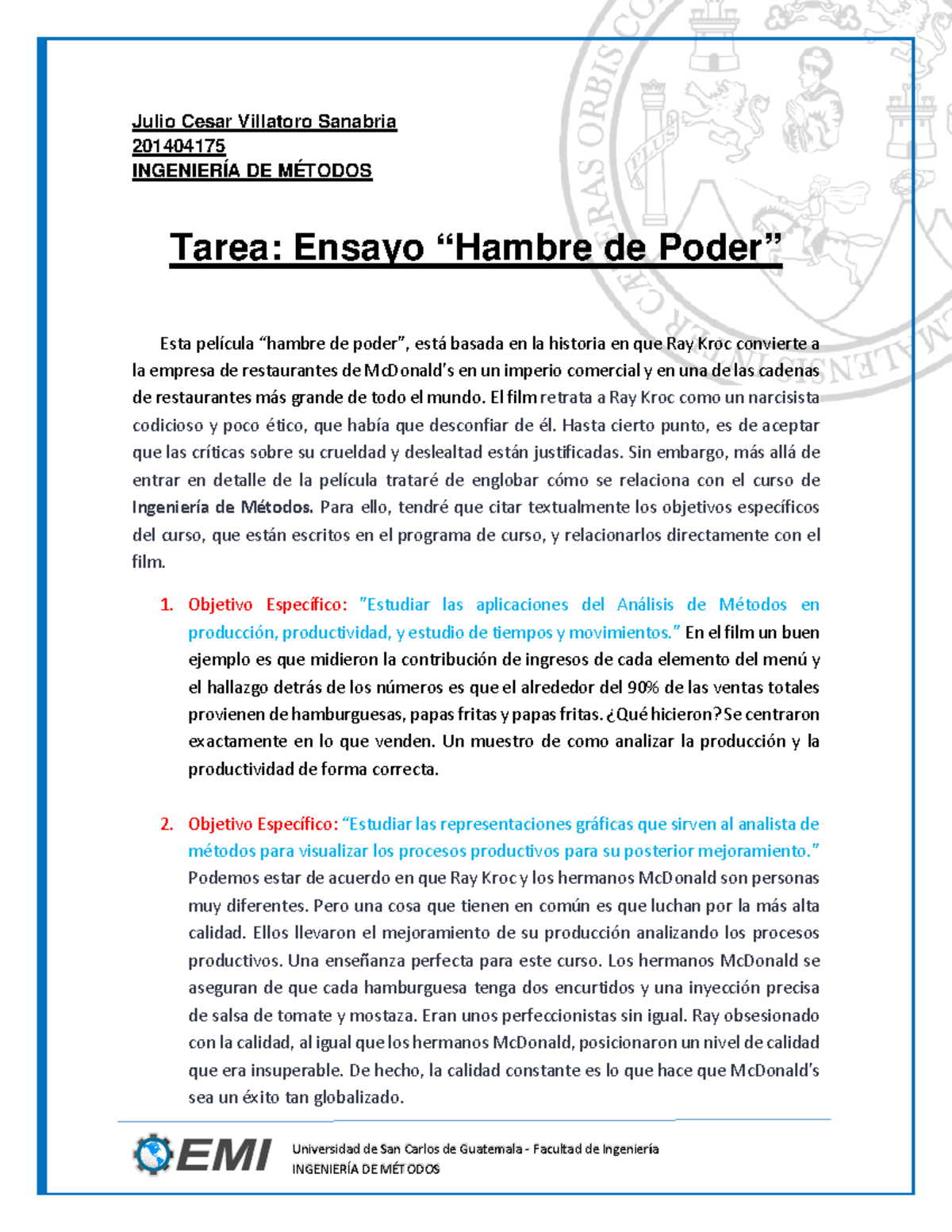 Ensayo Hambre de Poder - Warning: TT: undefined function: 32 Warning: TT: undefined function: 32 ...