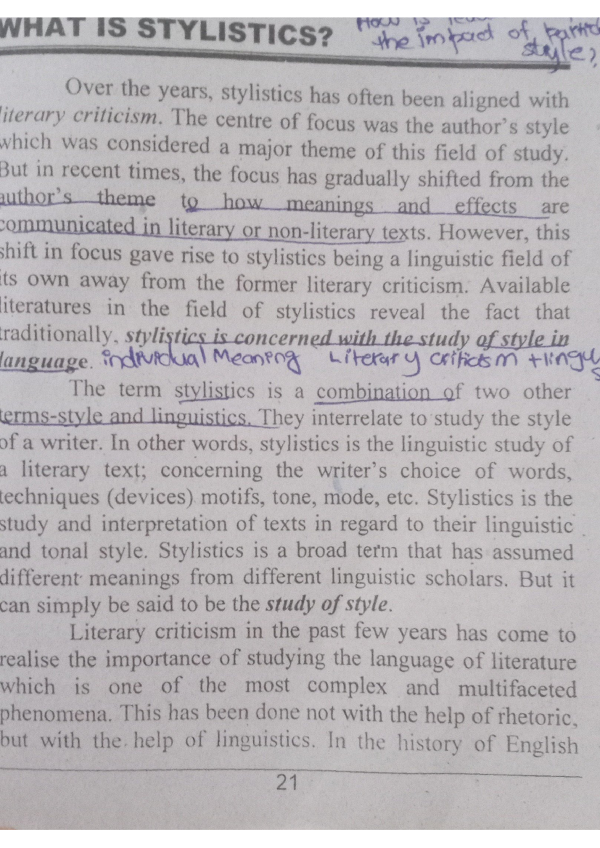 Nature and scope of stylistics - Literary criticism - Studocu