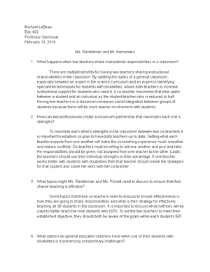 Classroom Management Plan - Natalie Smith EDC 402 Classroom Management ...