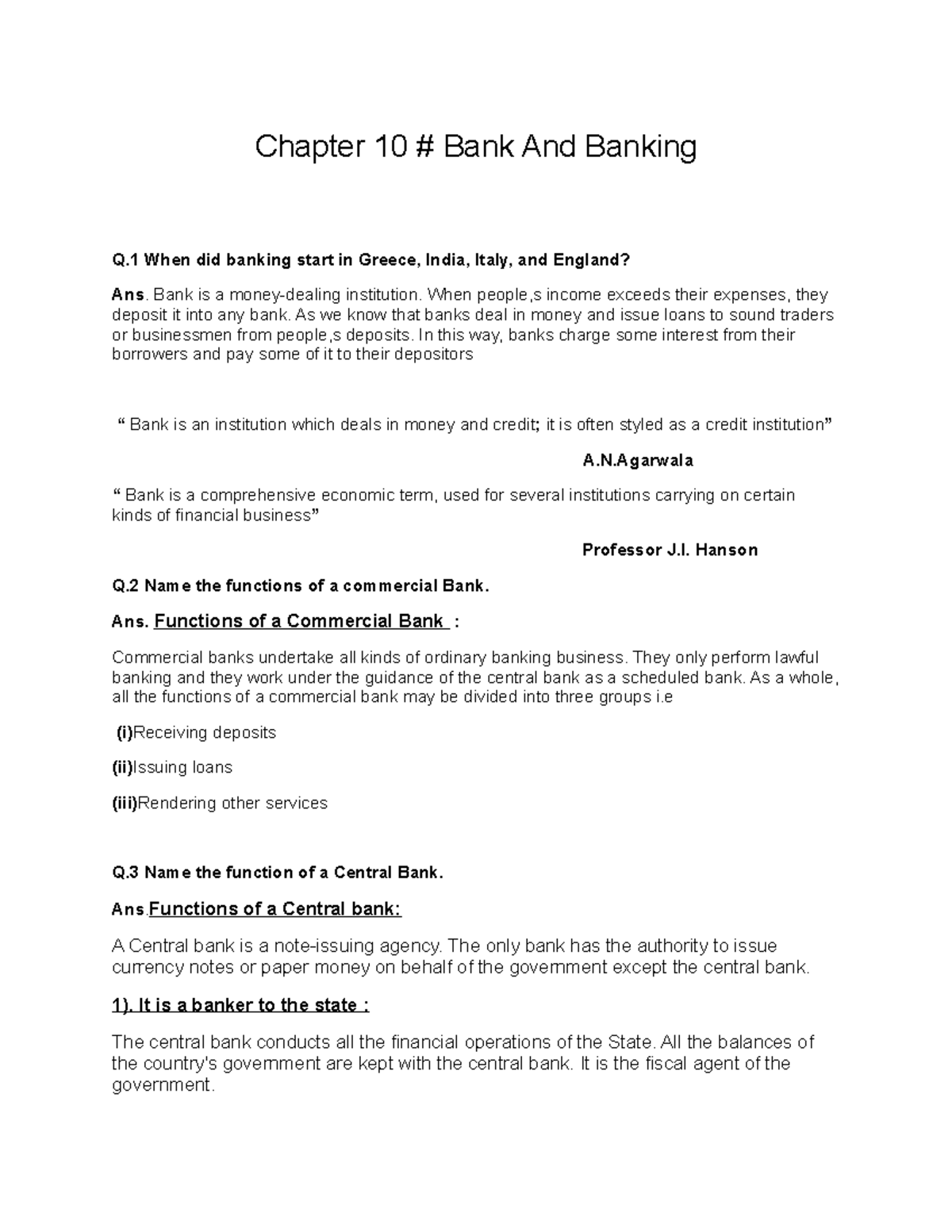 Chapter 10 # Bank And Banking - Chapter 10 # Bank And Banking Q When ...