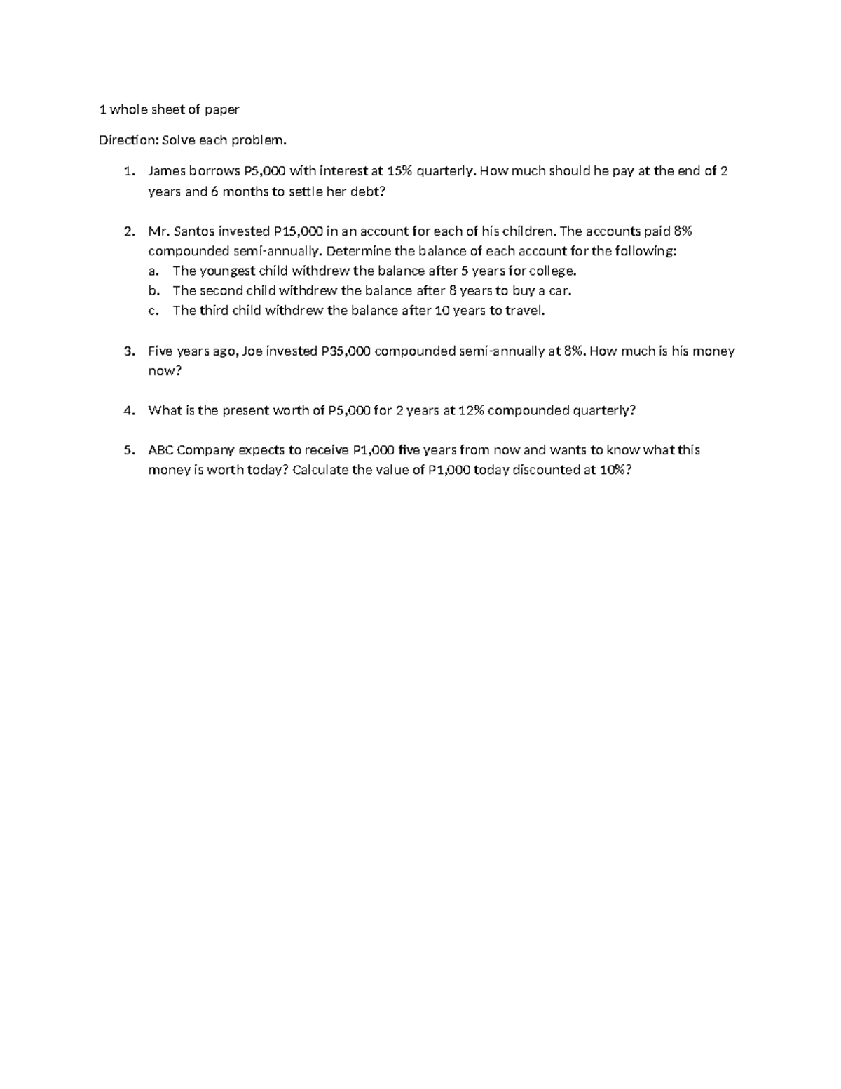 Ac 41 activity 4 - 1 whole sheet of paper Direction: Solve each problem ...