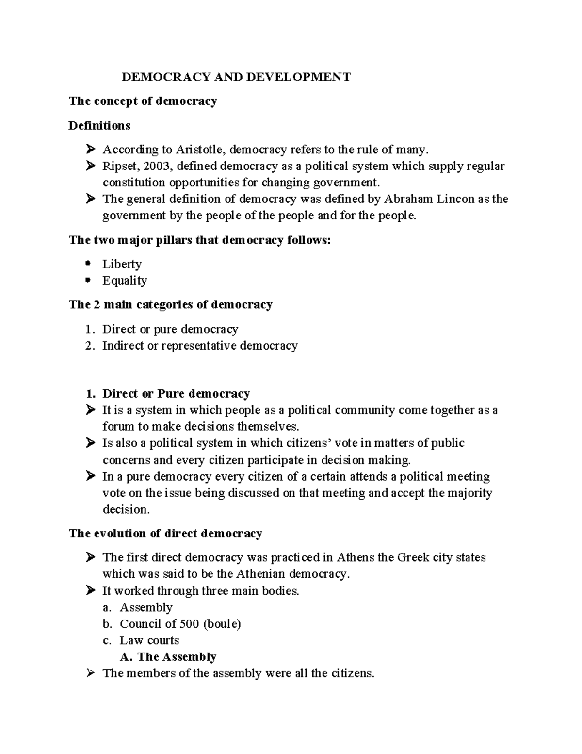 Democracy AND Development - DEMOCRACY AND DEVELOPMENT The concept of ...