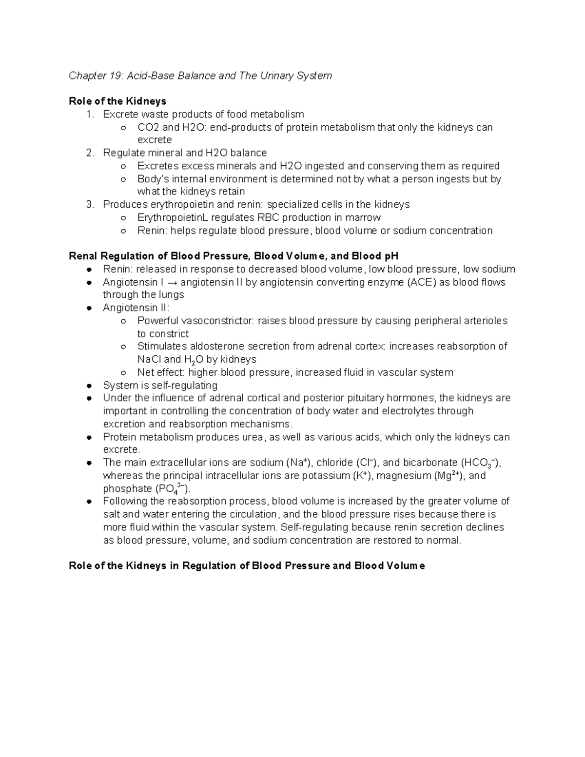Acid-base balance and the urinary system - Chapter 19: Acid-Base ...