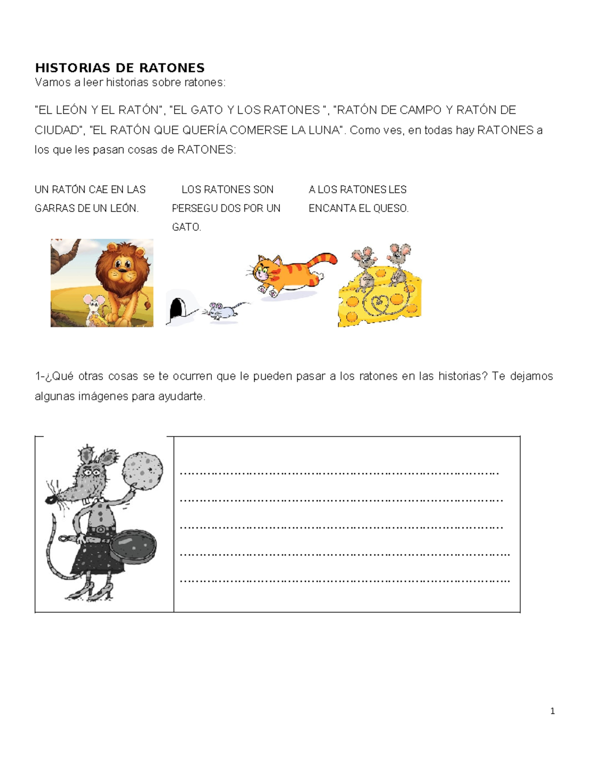 2º y 3º. El león y el ratón. 2023 - HISTORIAS DE RATONES ####### Vamos ...