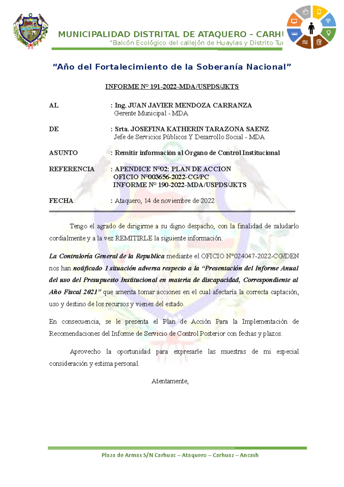 Informe YIMI - son documentos de gestion publica - MUNICIPALIDAD ...