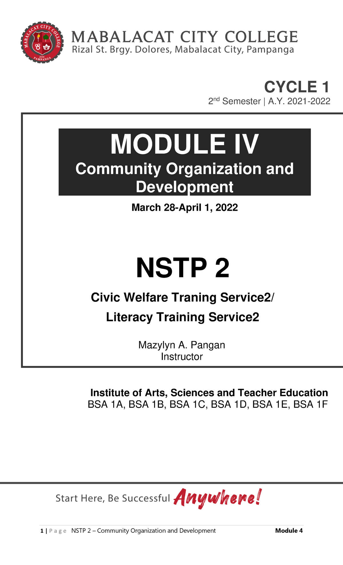 NSTP 2- Module-4 - lecture notes with activity sheets to enhance ...